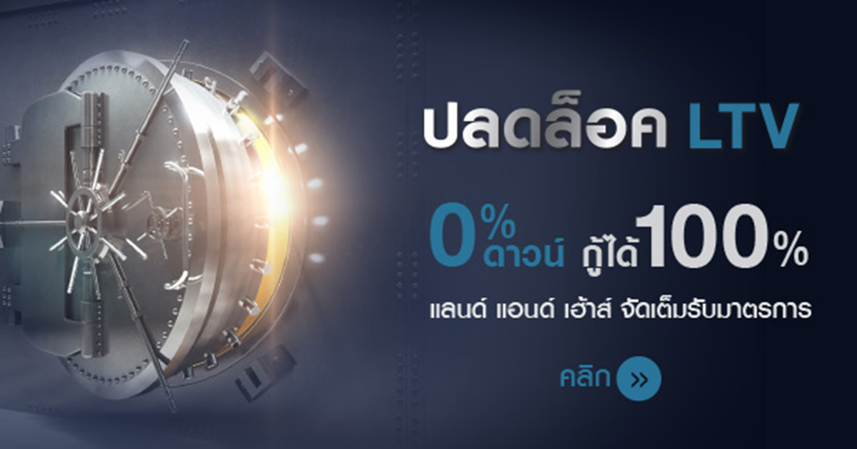 ปลดล็อคมาตรการLTV ดาวน์0% กู้ได้เต็ม 100% กับบ้าน แลนด์ แอนด์ เฮ้าส์